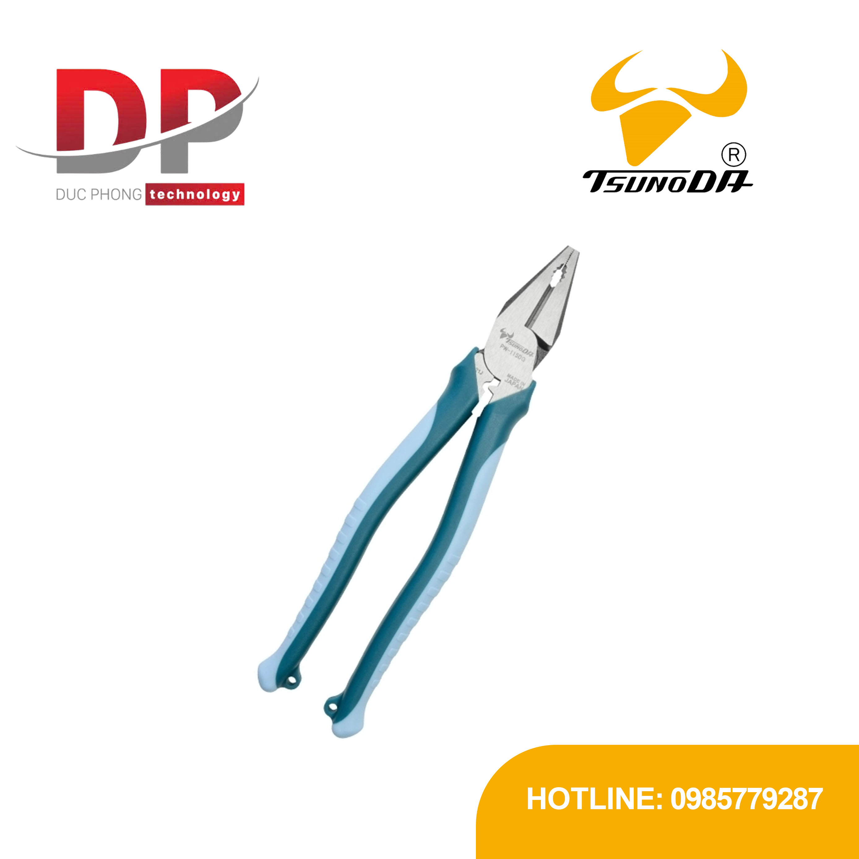 Kìm điện đa năng tác động mạnh có bấm cos Tsunoda PW-115DG